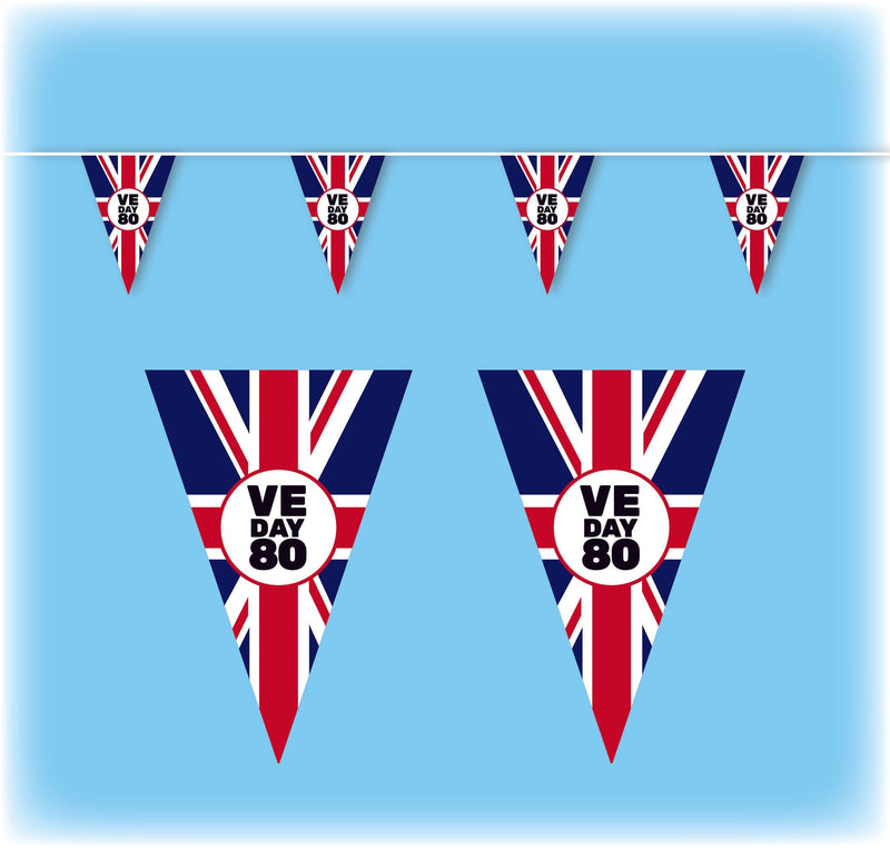 VE Day Bunting Triangular - 10 metres - Design 1 – Flags and Flagpoles